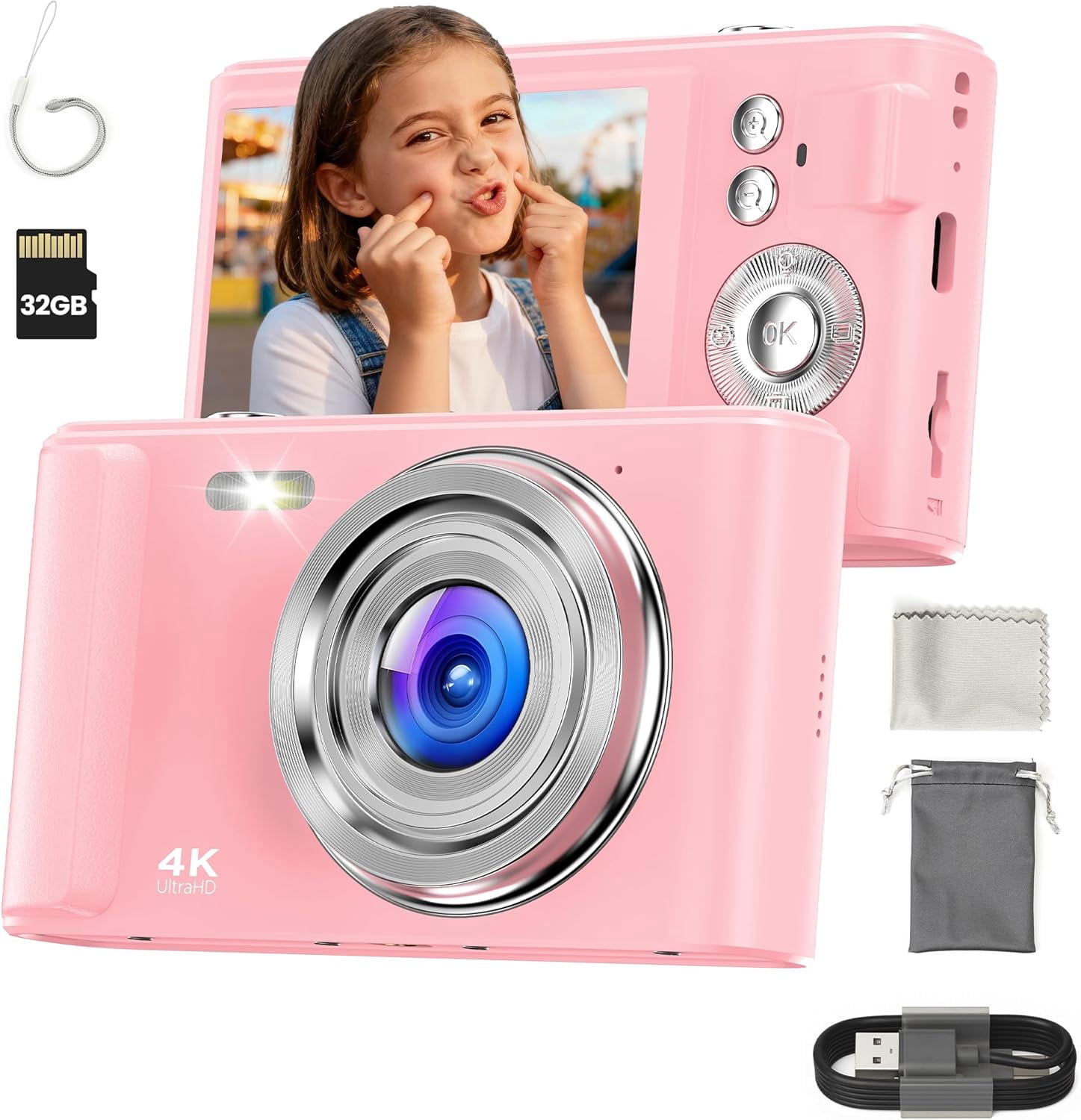 Digital Camera 4K for Kids: 48MP Pink Camera for Teens Photography ...