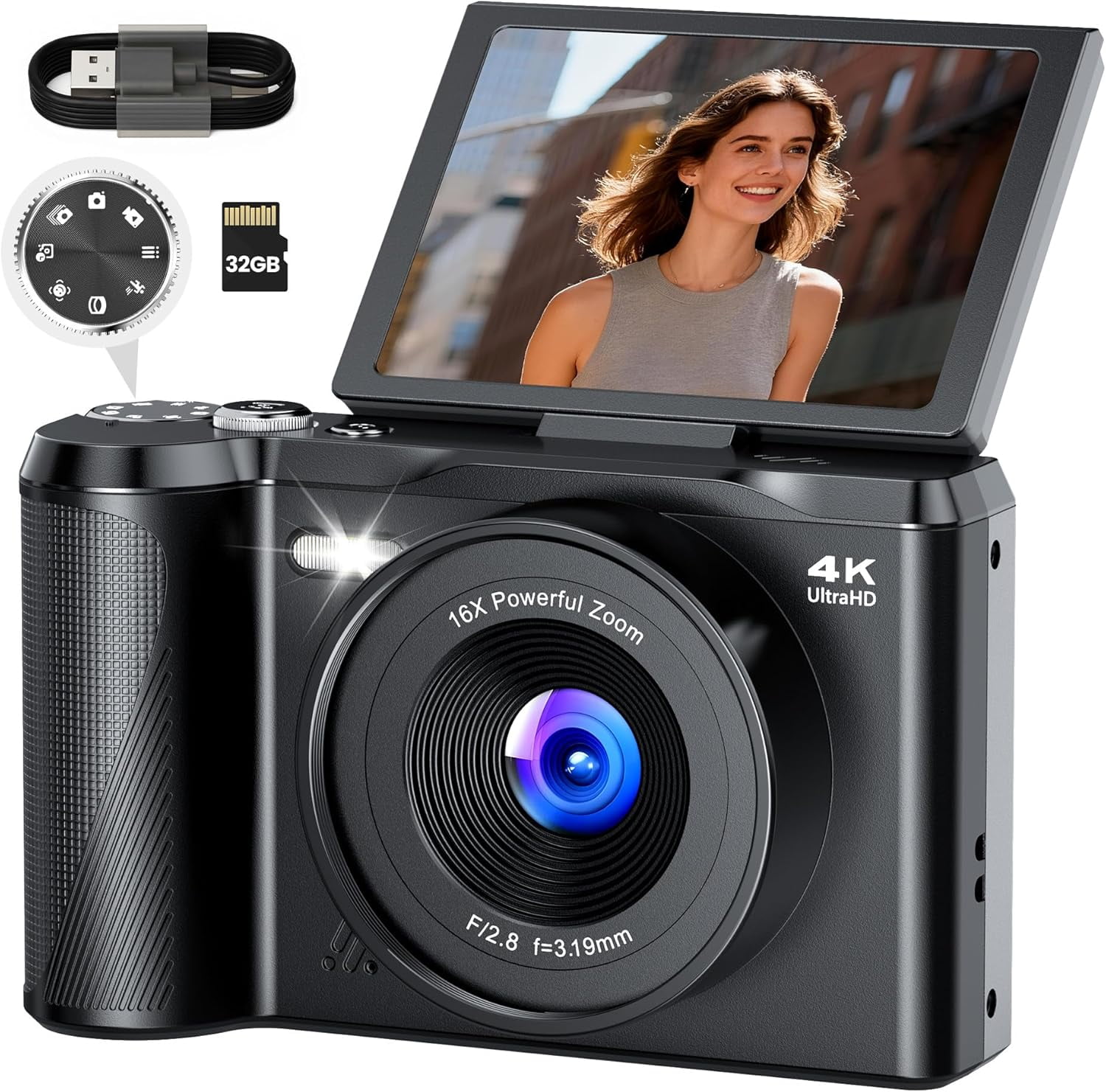 Digital Camera 4K for Photography Vlogging: 56MP Cameras with Mode Dial ...
