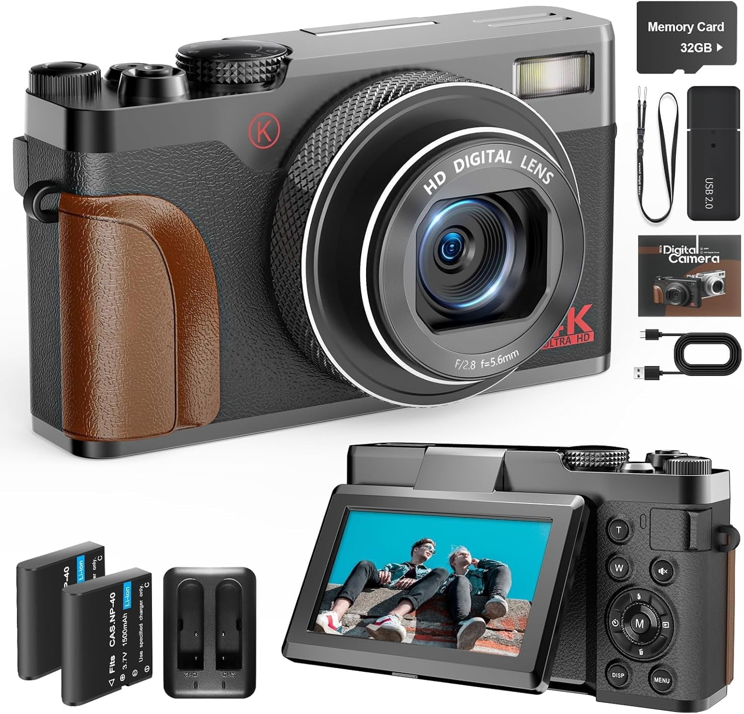 Digital Camera 4K Video Camera 56 Mega Pixels HD Vlogging Camera ...