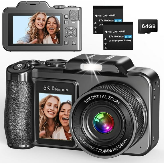 Digital Camera, 5K 80MP 3.5"+2" Dual Screen Cameras for Photography ...