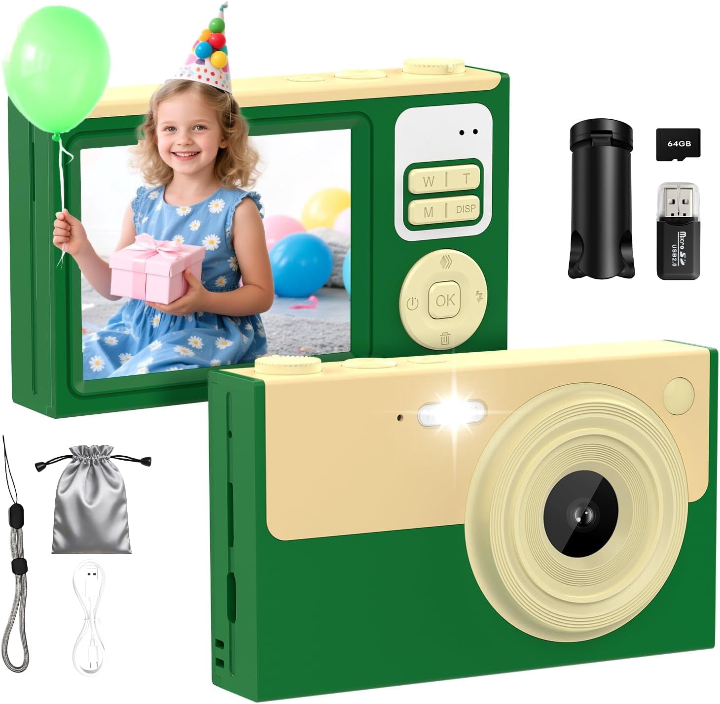 Digital Camera, 64MP 4K Camera for with 2.8" IPS Screen, 64GB SD Card ...