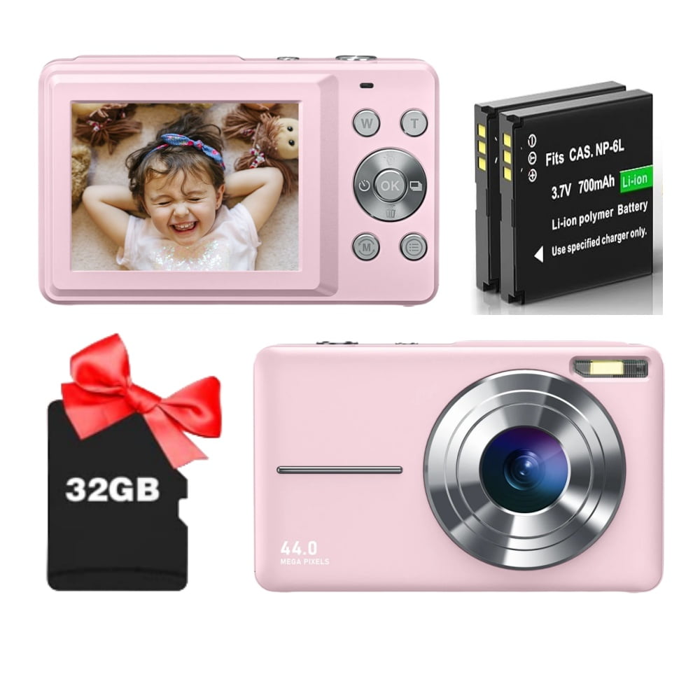 Digital Camera Anti Shake FHD 1080P Kids Camera with 32GB Card Portable Digital Camera for Kids 16X Zoom Fill Flash Small Point and Shoot Camera