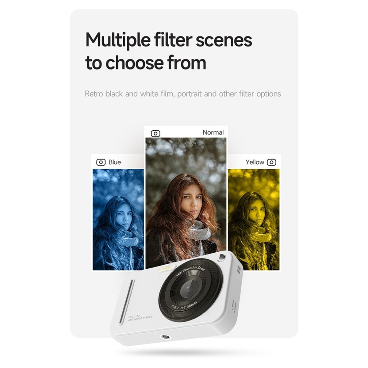 Digital Camera, Autofocus 48MP AF 4K Camera for Kids with 16X Zoom Anti ...