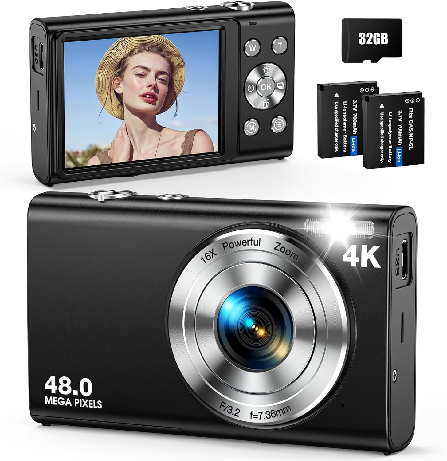 Digital Camera, Autofocus 48Mp U 4K Vlogging Camera 16X Digital Zoom ...