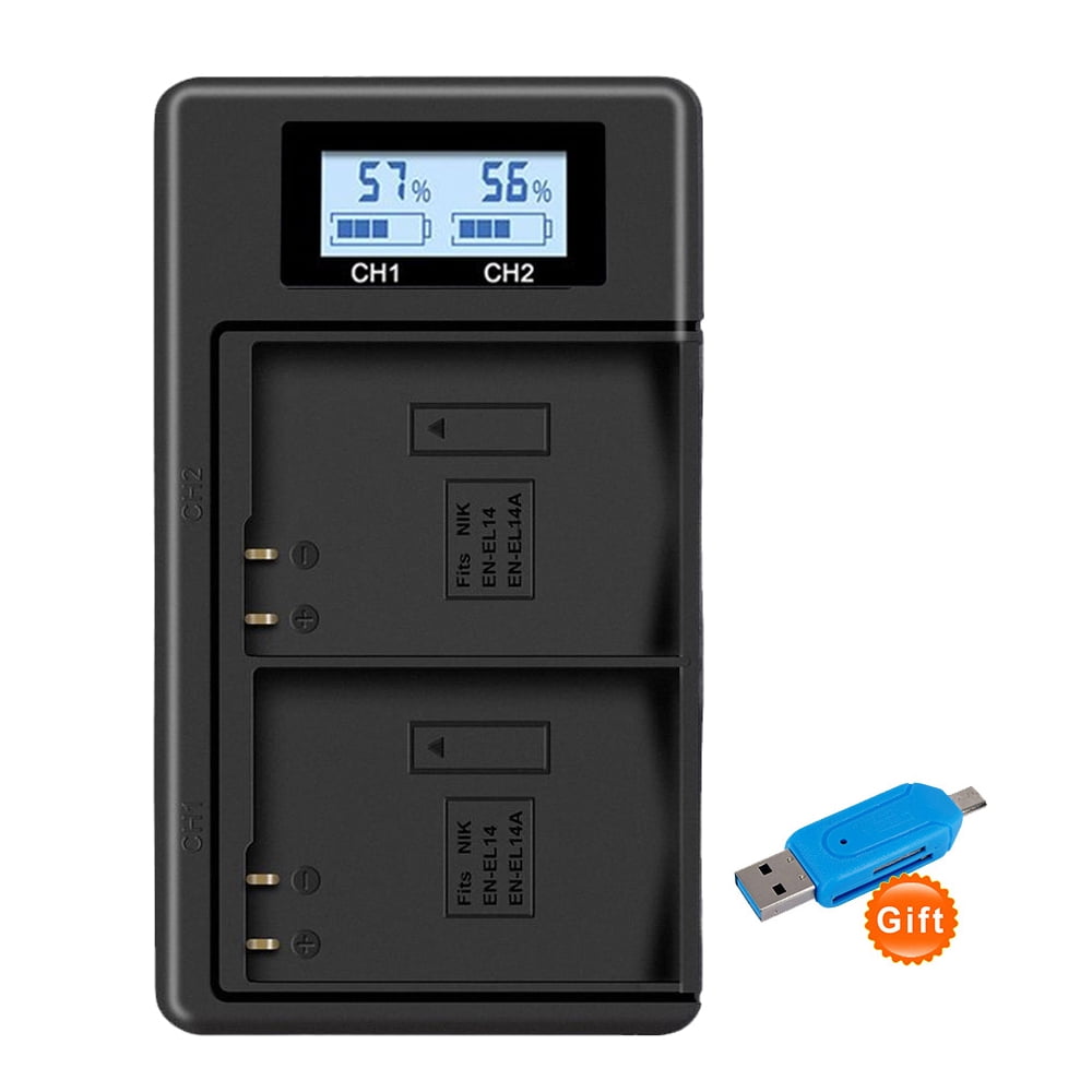 Digital Camera Battery Charger EN EL14 EL14a LCD USB Dual Charger for ...