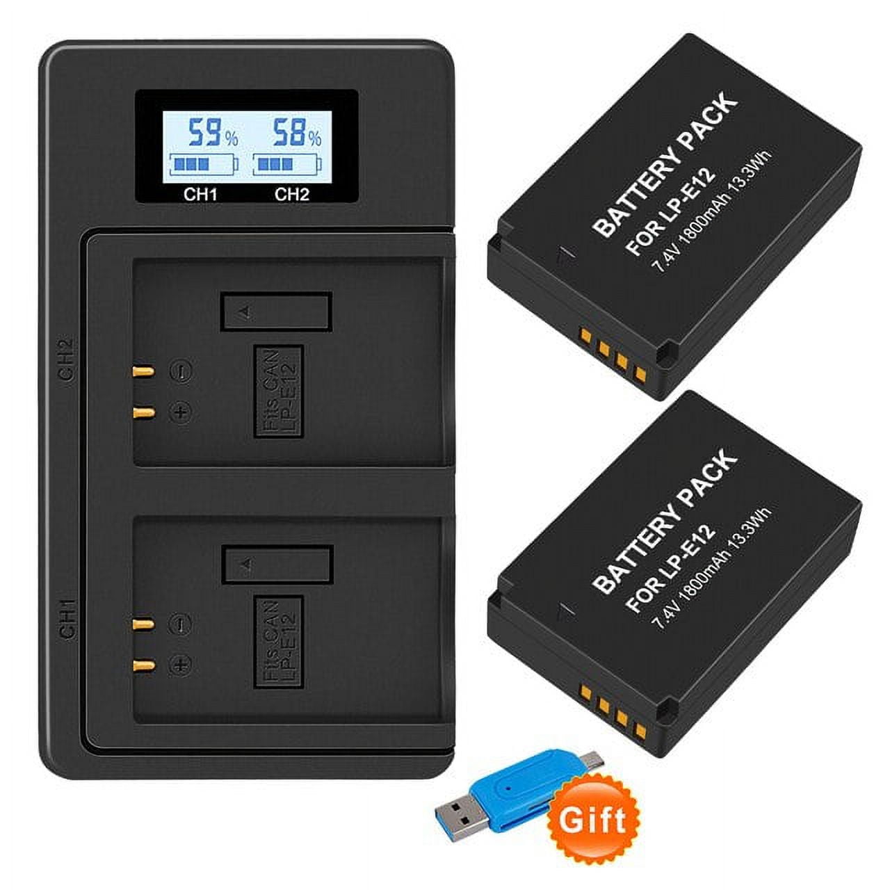 Digital Camera Battery Charger LP E12 Camera Battery AKKU + LCD USB ...
