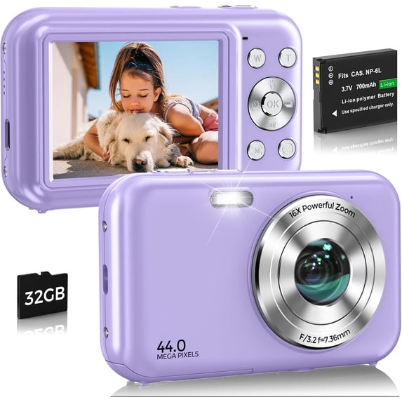 Digital Camera, FHD 1080P 44MP Vlogging Camera with 32GB Card, Anti ...