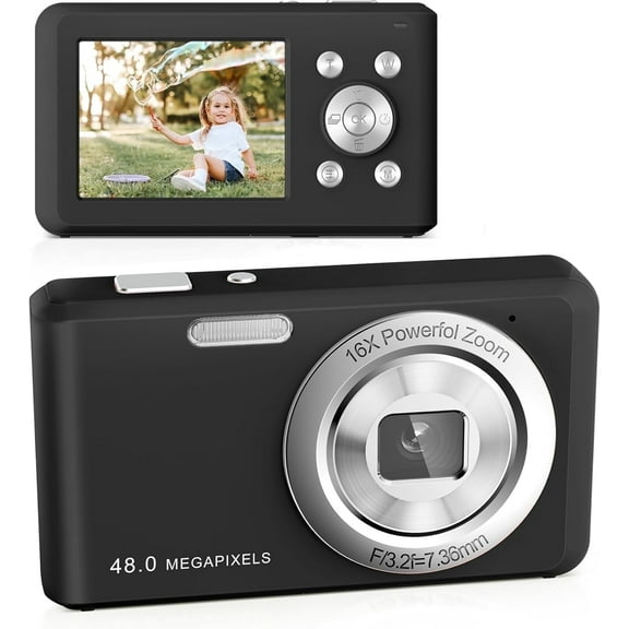 Vivitar Popsnap Compact Digital Camera, White, 16X Zoom, 1080p, Built ...
