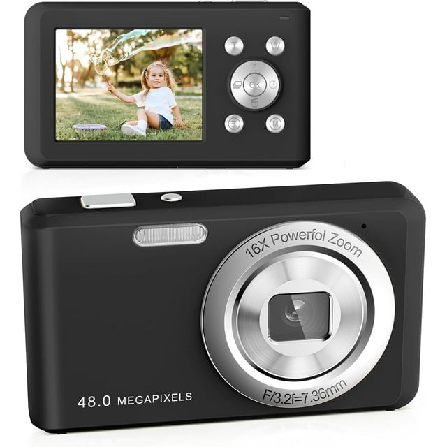 Digital Camera, FHD 1080P Compact Camera with 32GB Card，48MP Camera 2.4 ...
