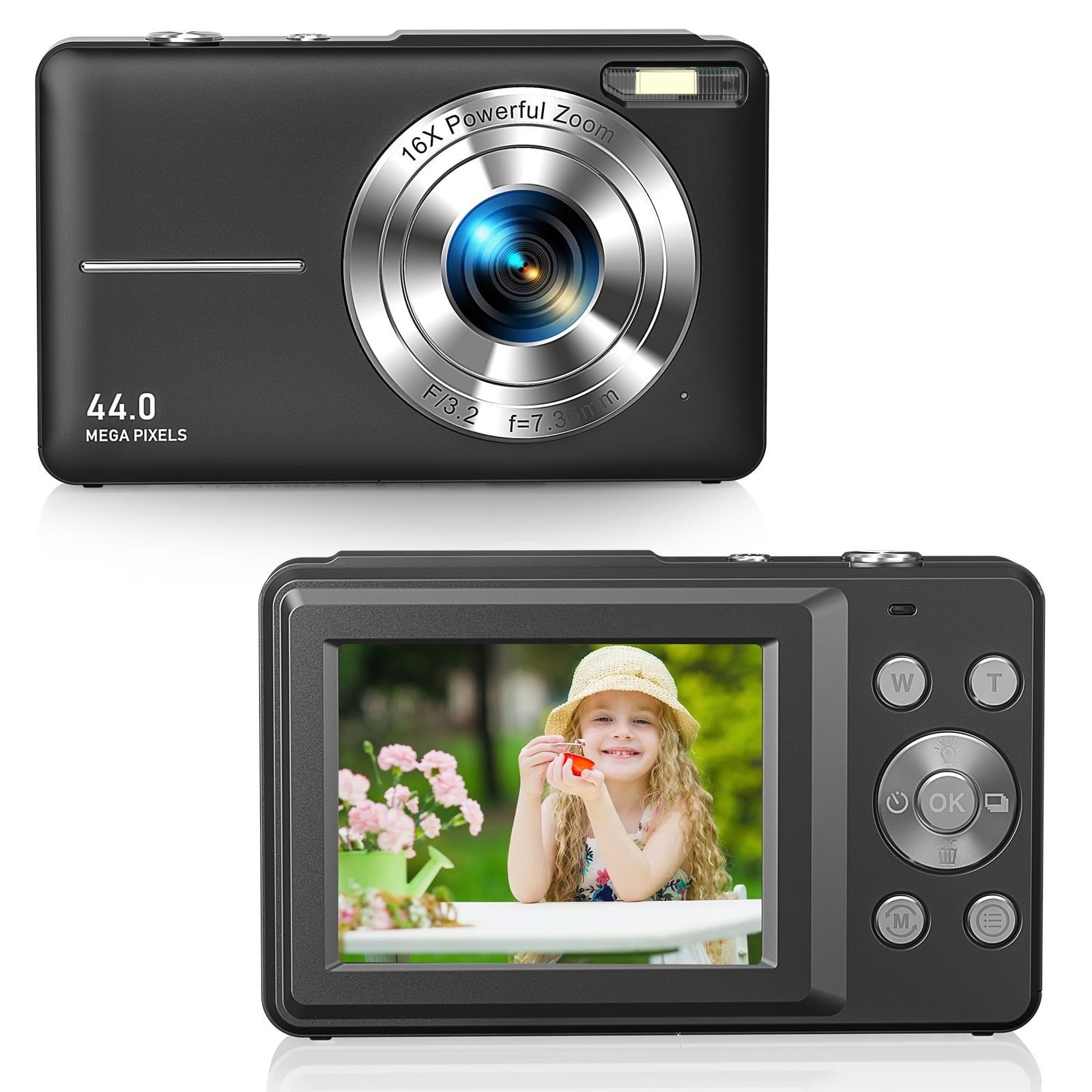 FHD 1080P Digital Camera, 44MP, 16X Zoom, 32GB SD Card, Two Batteries ...