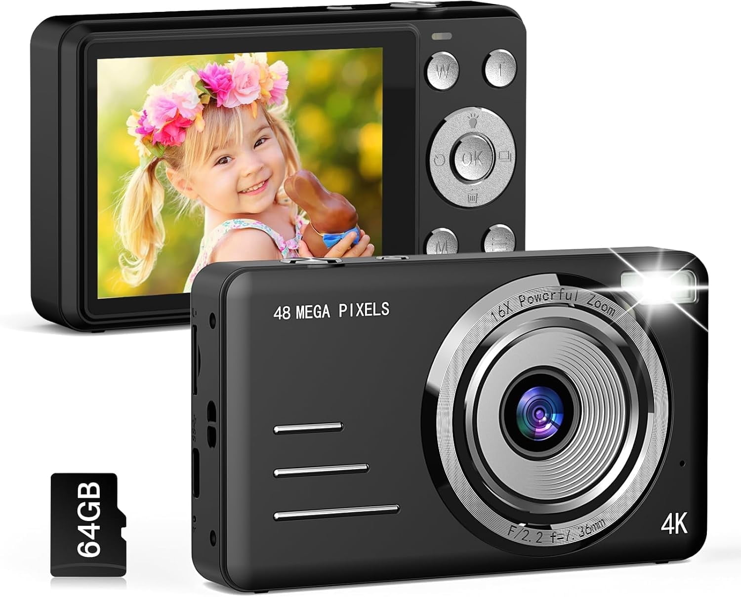 Digital Camera, FHD 1080P Kids Camera, 48MP Point and Shoot Digital ...