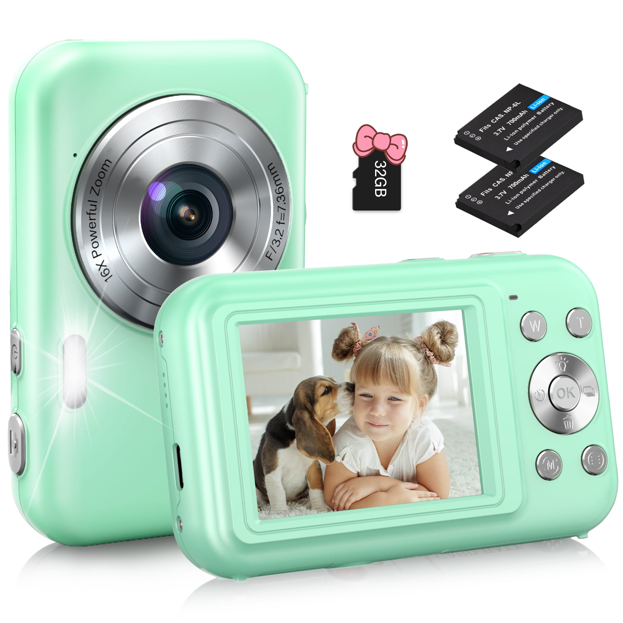 Digital Camera for Kids 1080P Video, with Accessories 32GB TF Card 44MP ...