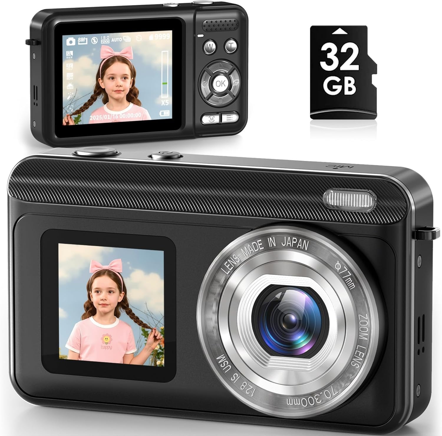 Digital Camera, Real 2.7K Dual-Screen Digital Camera for Photography ...
