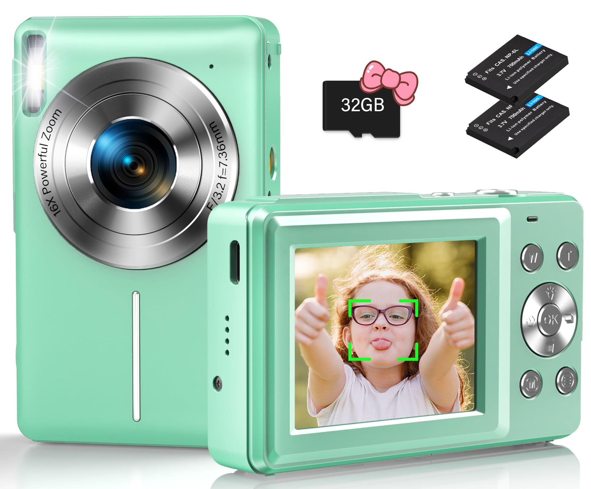 Digital Camera Rechargeable w/ 32GB TF Card, FHD 1080P 44MP 16X Digital ...