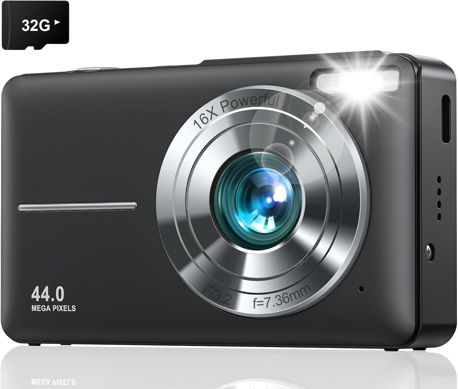 Digital Camera, Upgraded FHD 1080P 44MP Point & Shoot 2.4'' Portable ...