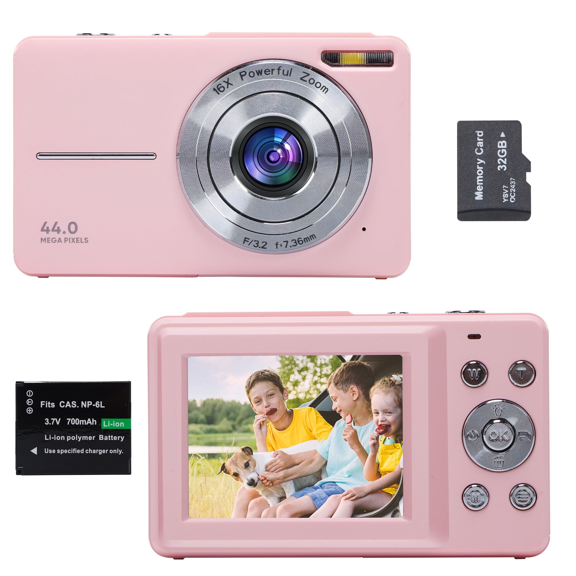Digital Camera for Teens Kids 1080P 44MP Cameras with 16X Digital Zoom ...