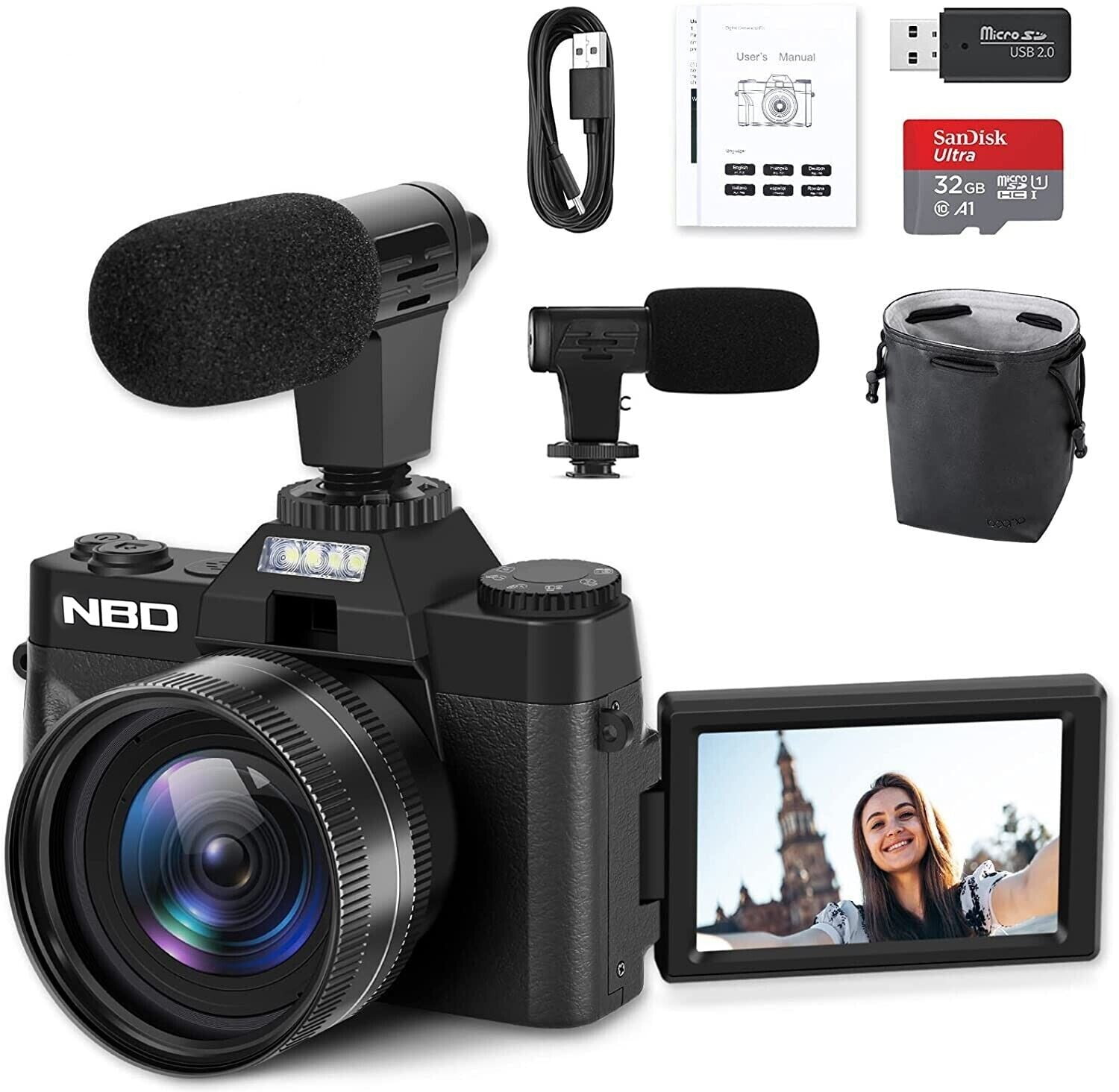 Digital Cameras for Photography Vlogging 4K 48MP 3.0 Inch Flip Screen ...