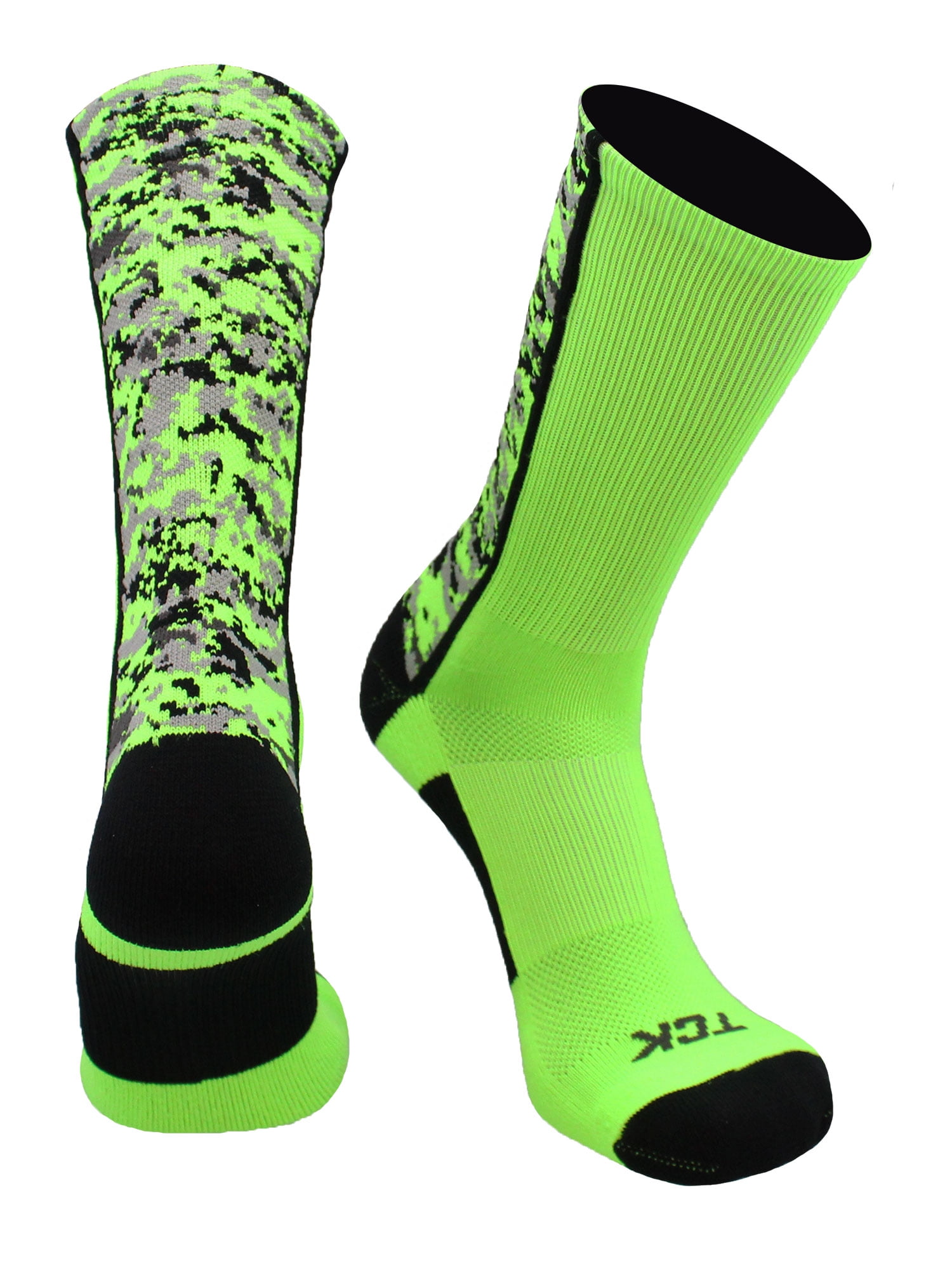 Digital Camo Crew Socks (Neon Green/Black, Medium) - Walmart.com