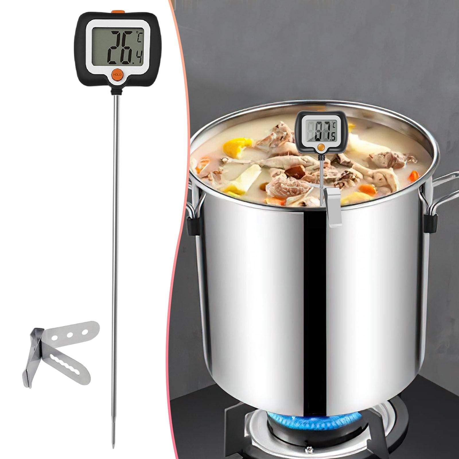 Digital Candy Thermometer with Pot Clip Instant Read Food Thermometer ...