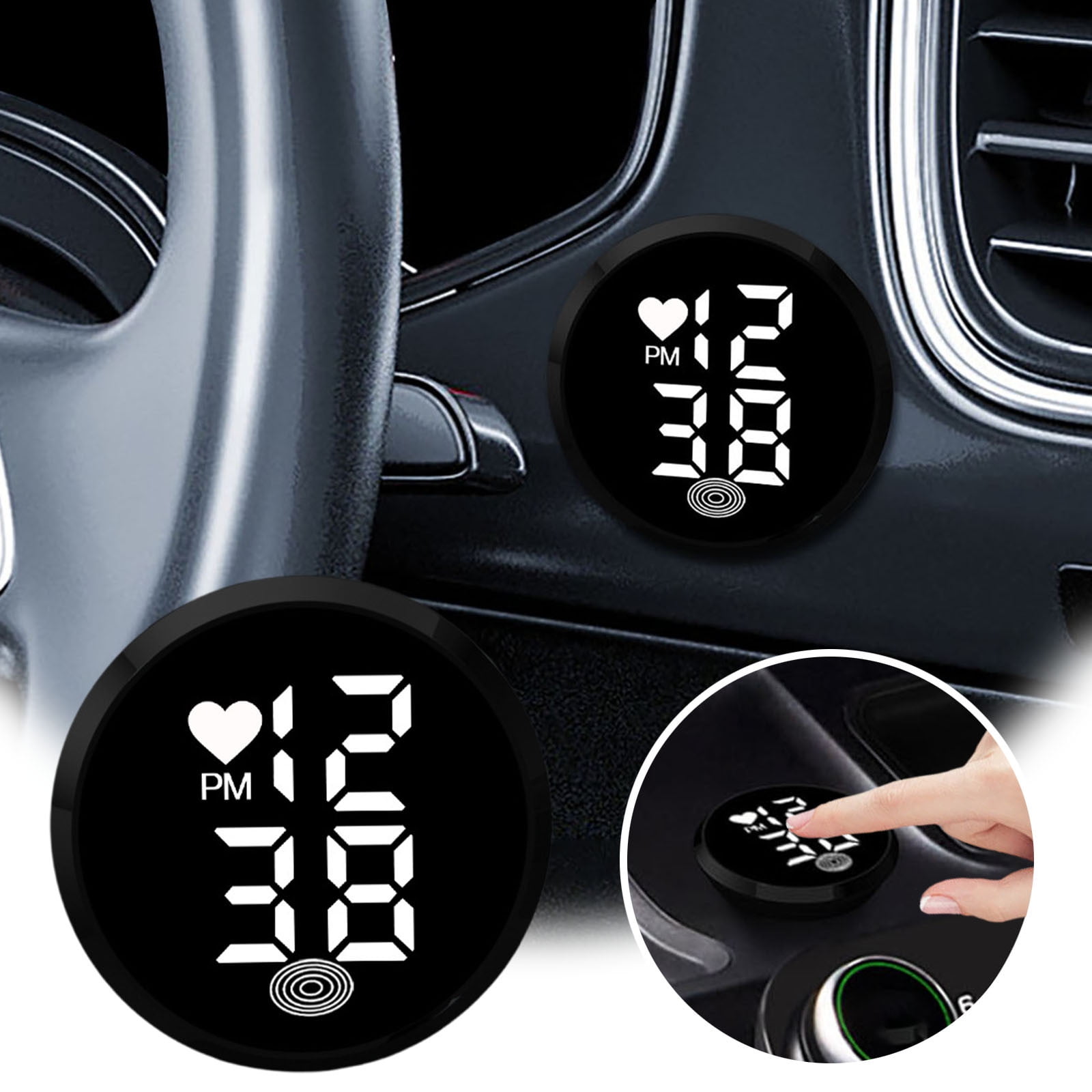 Digital Car Clock with LED Time Display, Stick-On Automotive Clock for ...