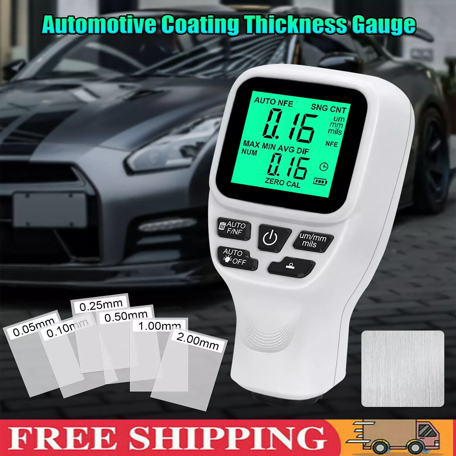 Digital Car Paint Coating Thickness Tester Auto Measuring Gauge Meter 0 ...