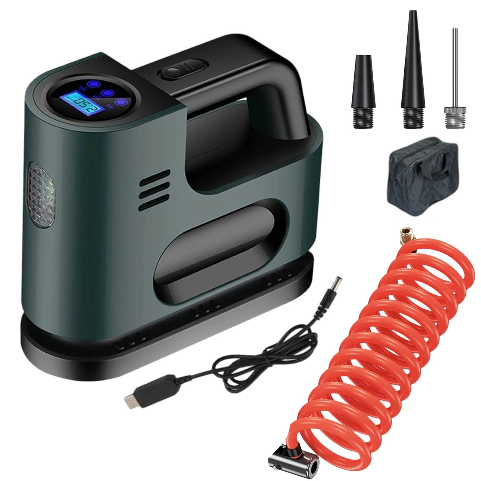 Digital Car Tyre Pump, 12V Portable Tyre Inflator, 150 PSI Pressure, Auto Shutoff, Preset PSI ...