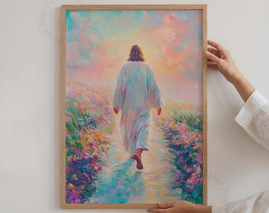 Digital Christian Wall Art, Jesus Printable, Pastel Wildflowers ...