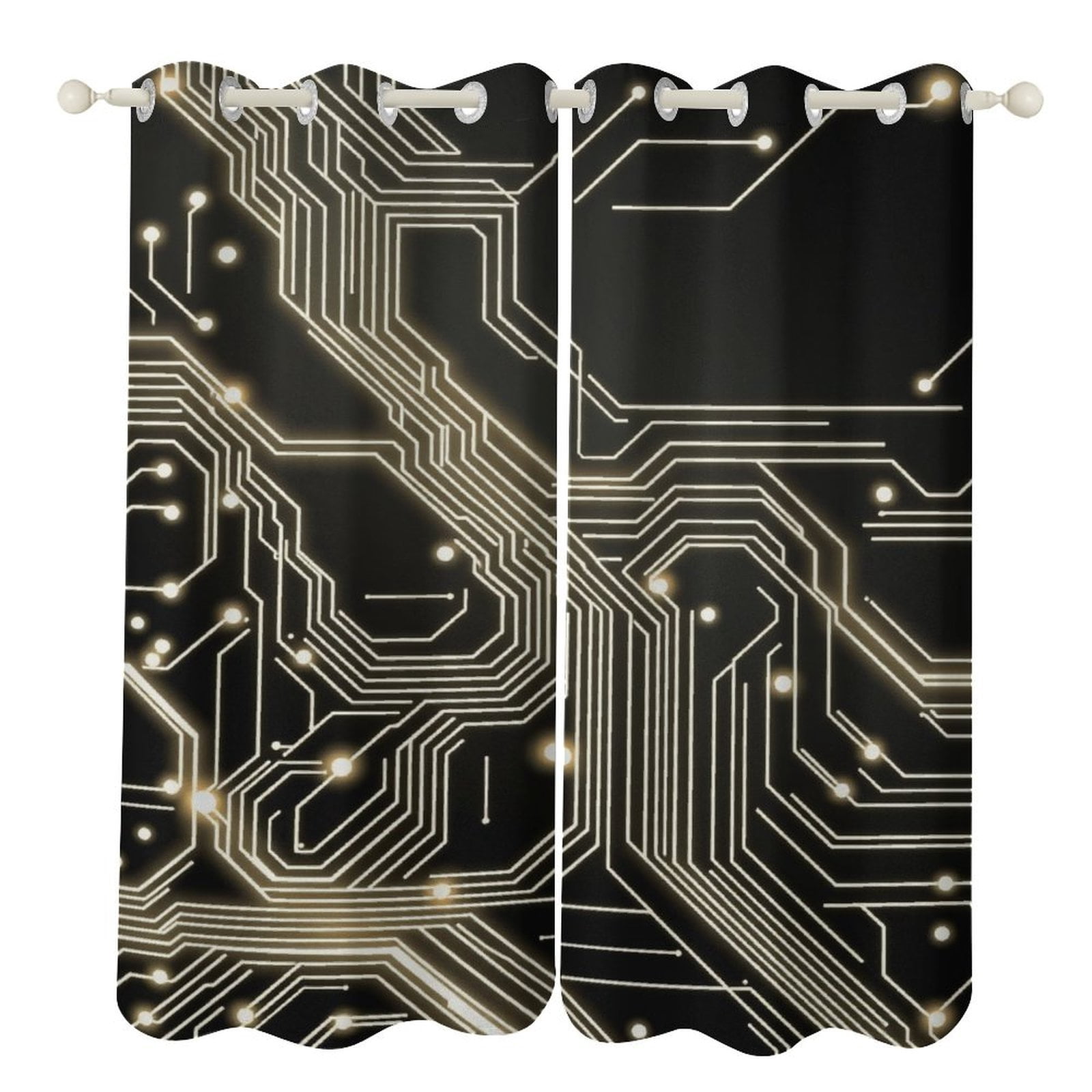 Digital Circuit Board Blackout Window Curtains for Bedroom Living Room ...