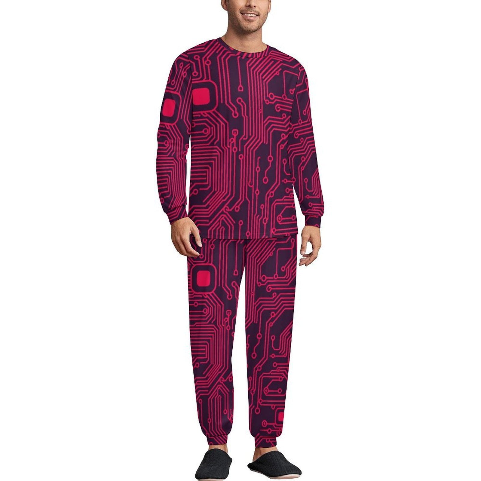 Digital Circuit Board Design Pajamas Men Long Sleeves Pajama Sets 2 ...