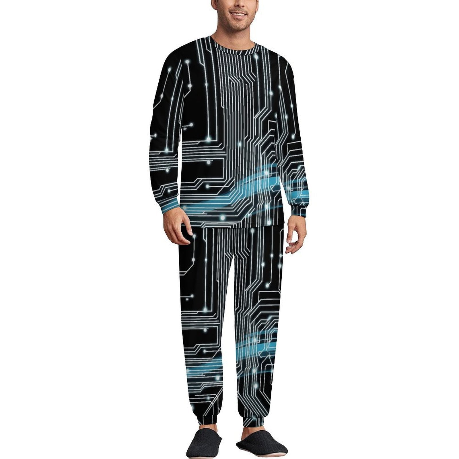 Digital Circuit Board Design Pajamas Men Long Sleeves Pajama Sets 2 ...