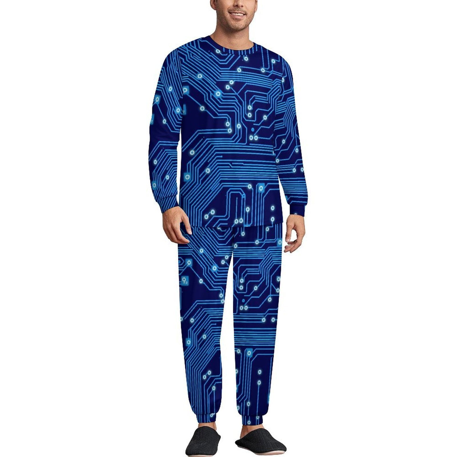 Digital Circuit Board Pajamas Men Long Sleeves Pajama Sets 2 Pieces ...