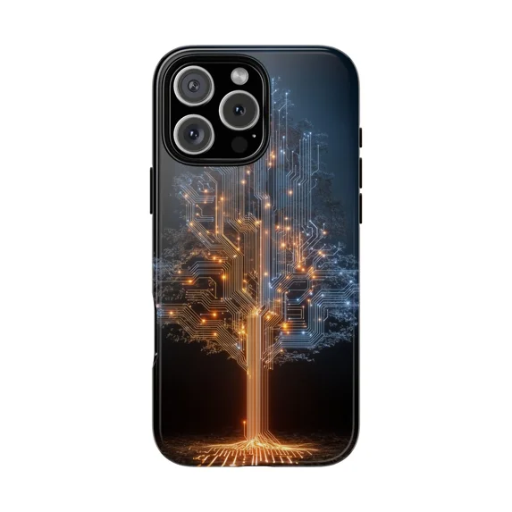 Digital Circuit Tree of Life Art Phone Case for iPhone 17 to 11 Pro Max ...