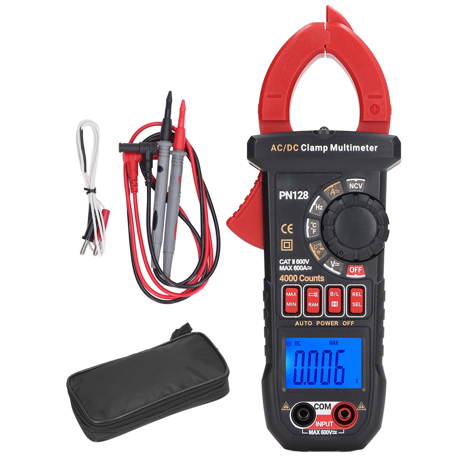 Digital Clamp Meter 4000 Count High Accuracy Multimeter LCD Display AC ...