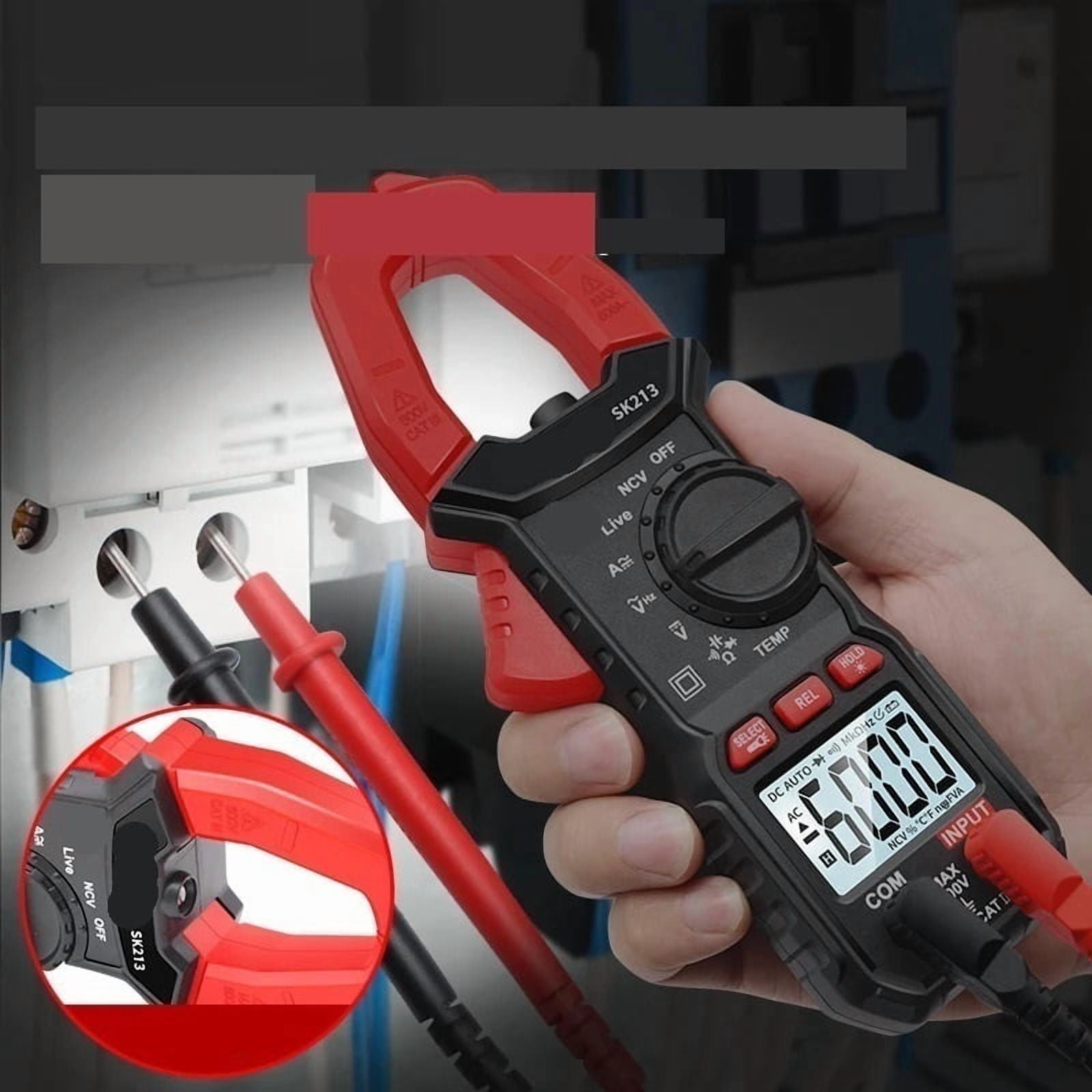 Digital Clamp Meter 600A AC DC Current Ammeter Pliers Hz Ohm NCV Tester ...