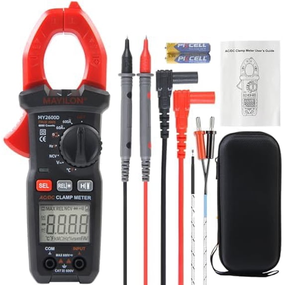 Digital Clamp Meter, Multimeter 6000Counts Meter -ranging Measures Amp ...