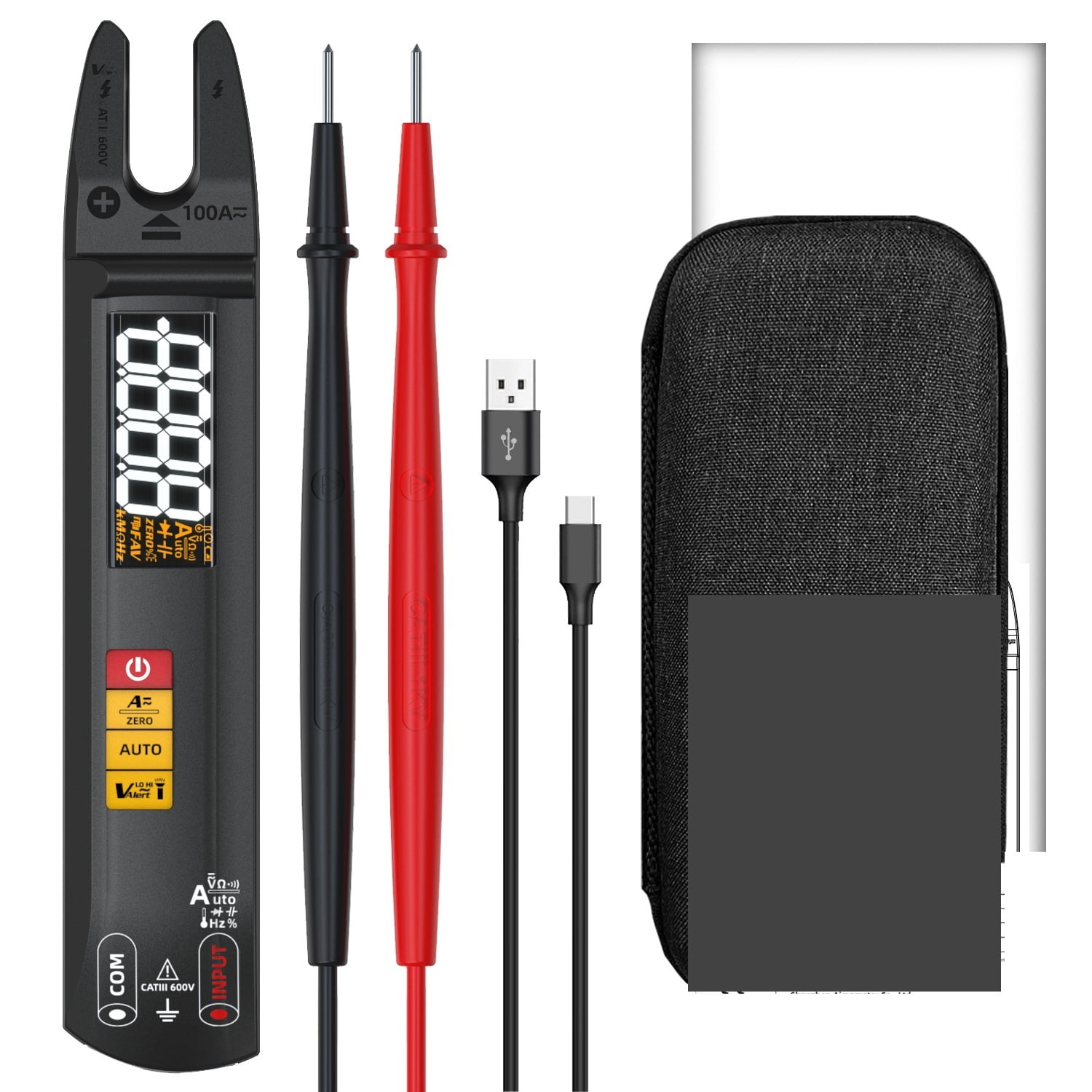 Digital Clamp Multimeter Rechargeable Automatic Current Voltage Non ...