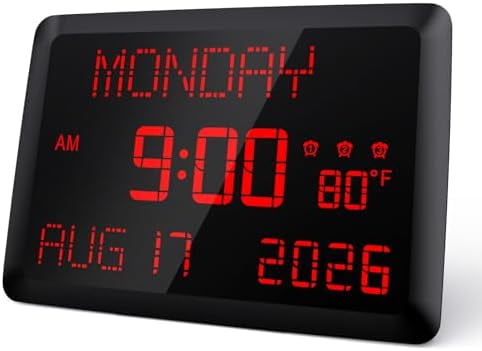 Digital Clock, 11.5" Large Display Digital Calendar Clock with Day and ...
