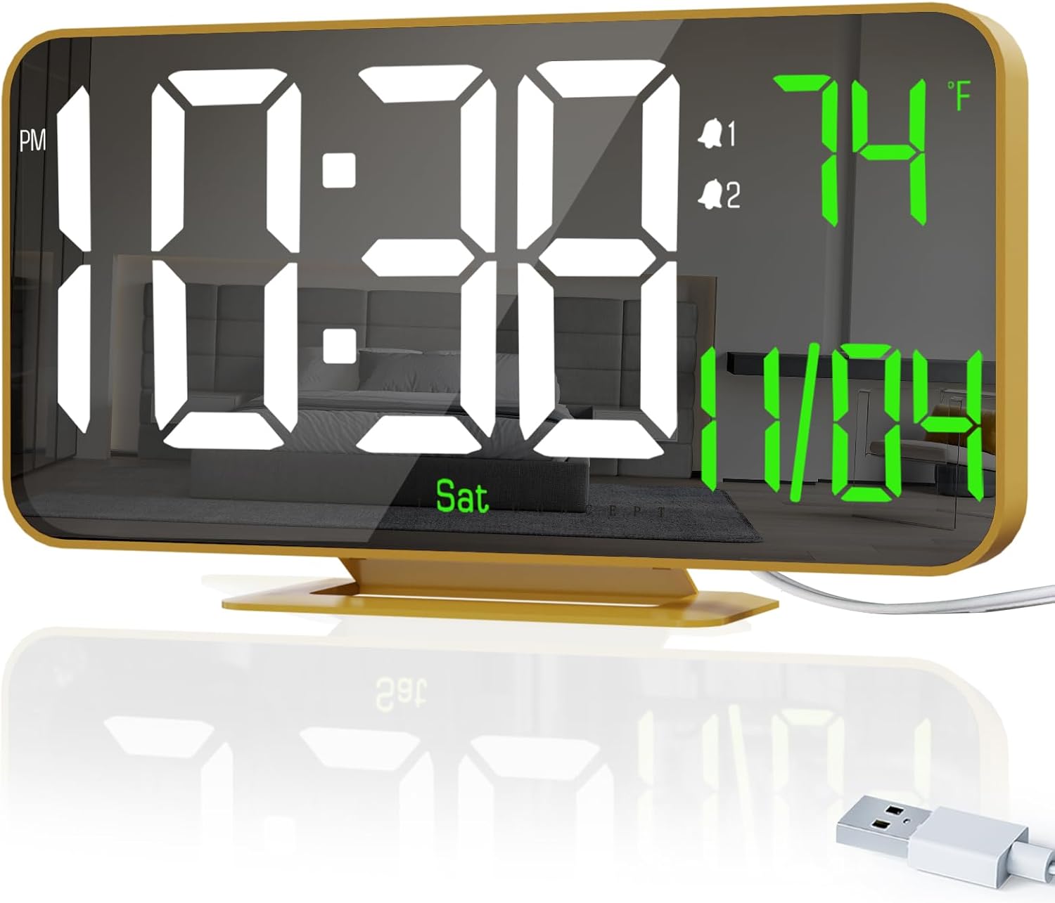 Digital Clock for Bedroom, 6.7" Small LED Clocks for Desk, Table Alarm ...