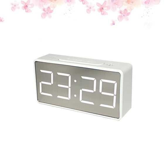 Clispeed White LED Digital Clock with 2 Way Power and Mirror Design for ...