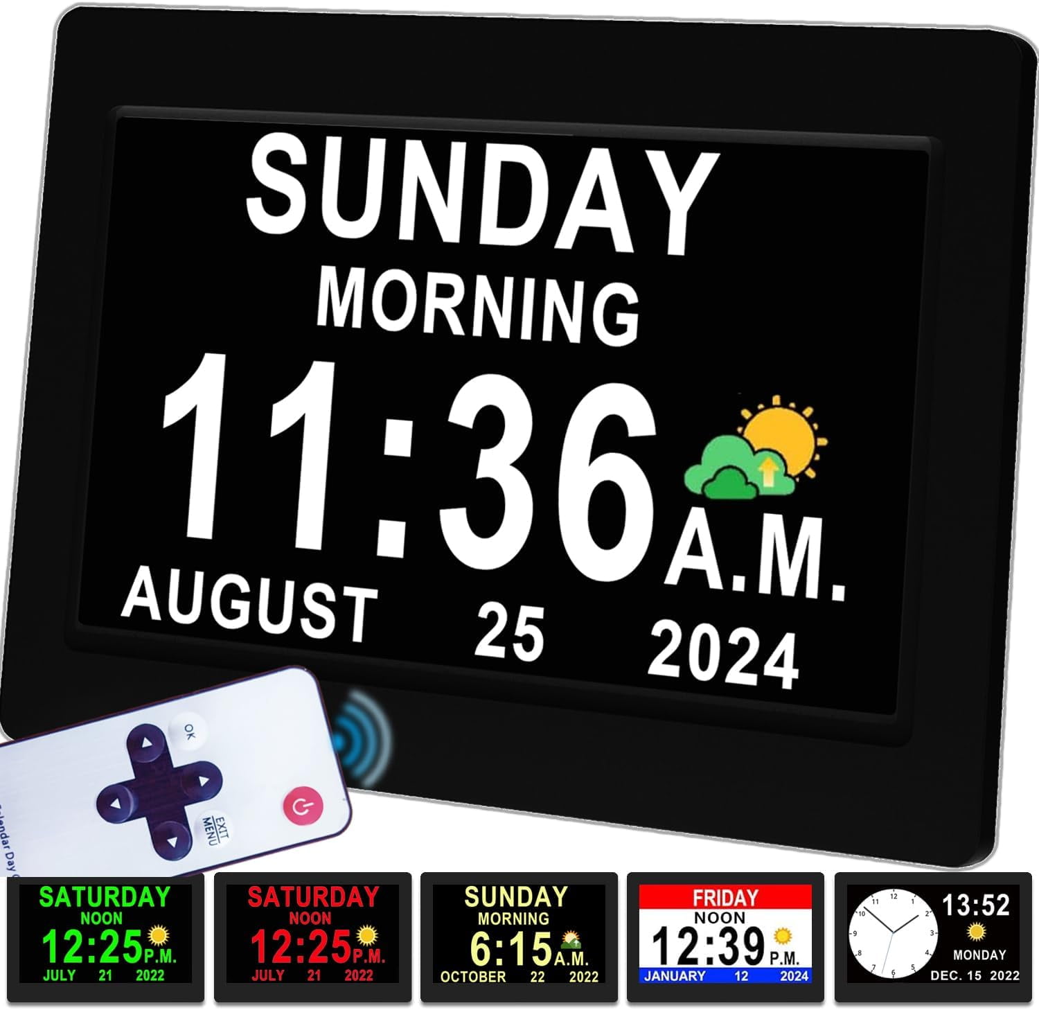 Digital Clock with Day Date 1280 * 800P HD, 19 Alarms Custom Reminders ...