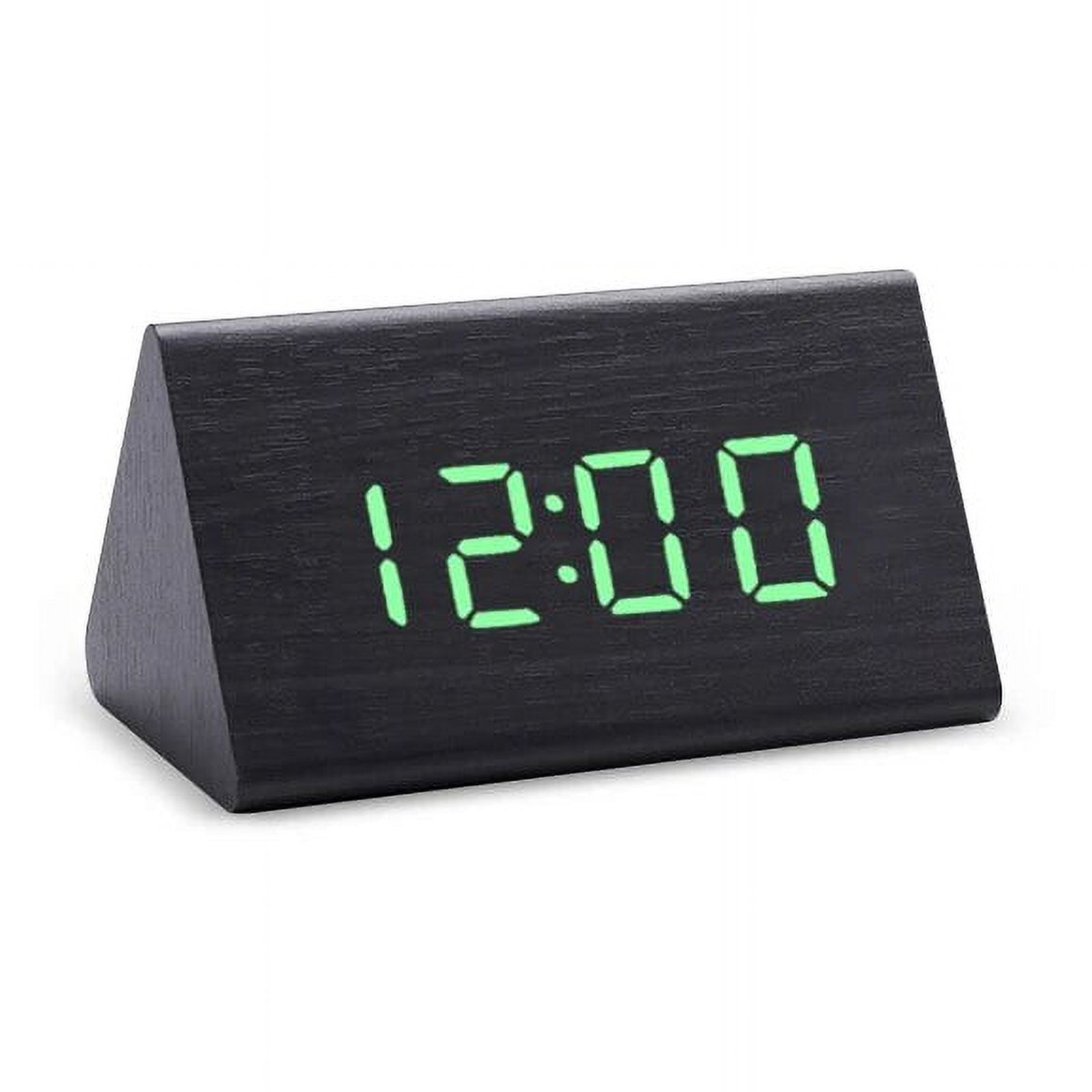 Digital Clock LED Wooden Alarm Clock Table Sound Control Electronic ...