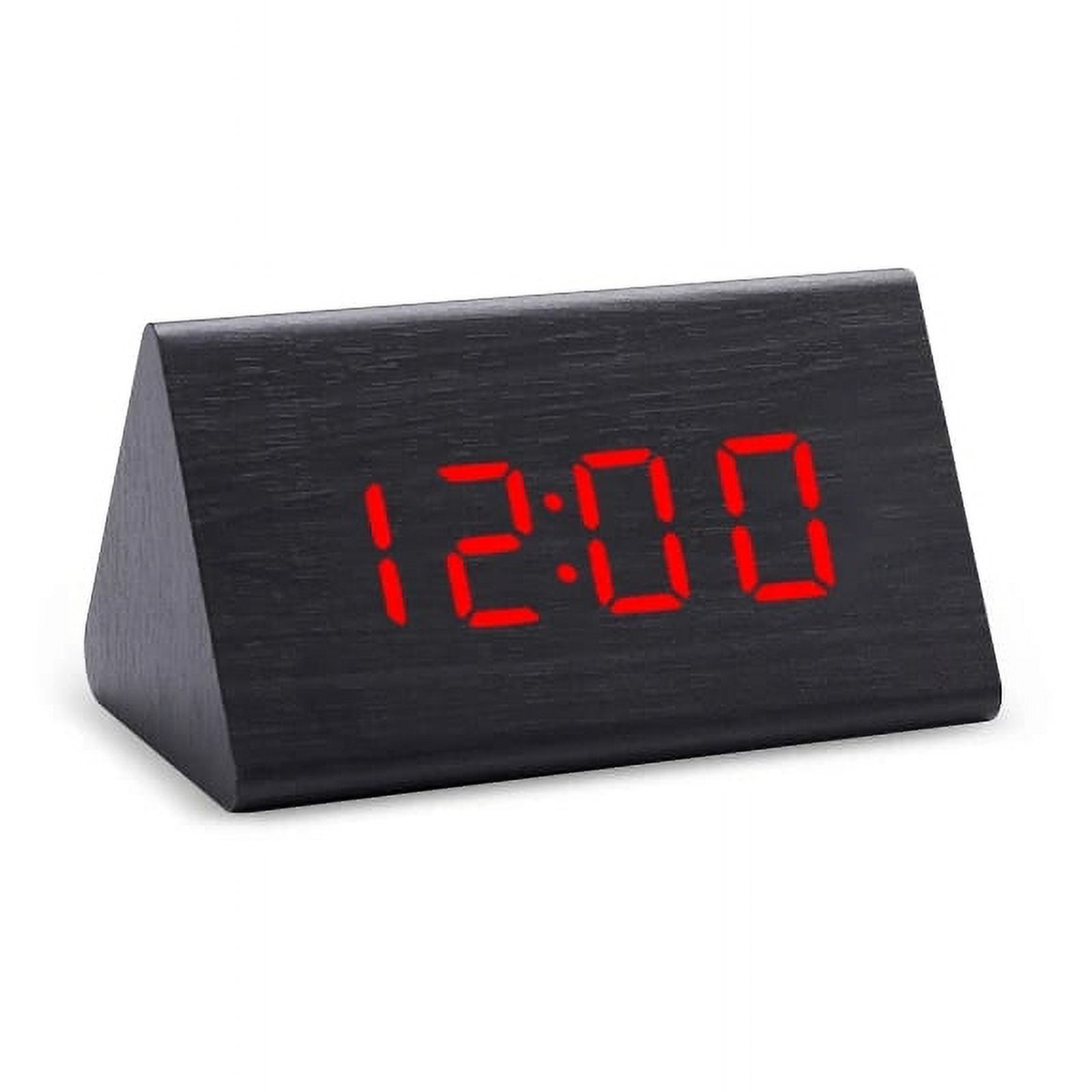 Digital Clock LED Wooden Alarm Clock Table Sound Control Electronic ...