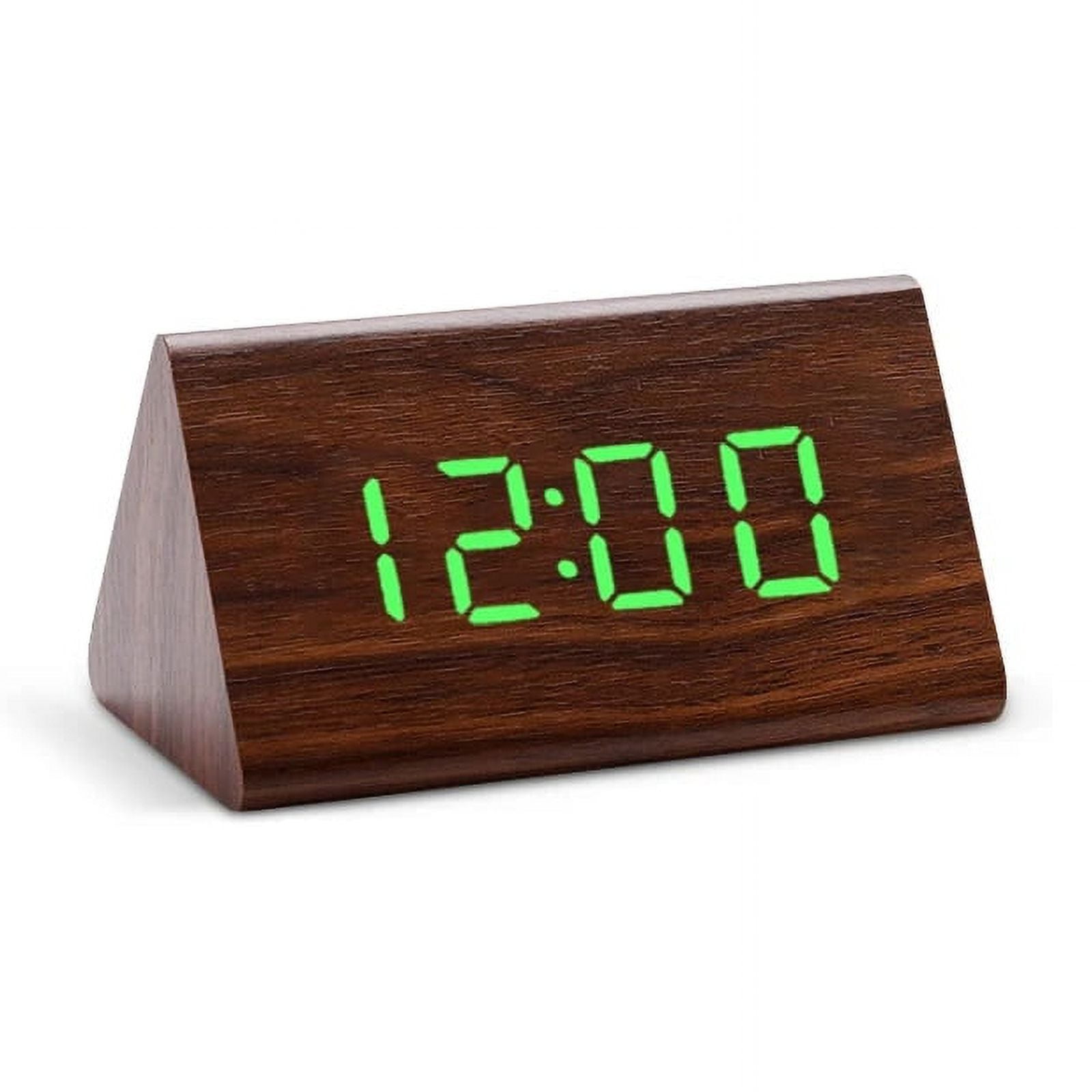 Digital Clock LED Wooden Alarm Clock Table Sound Control Electronic ...