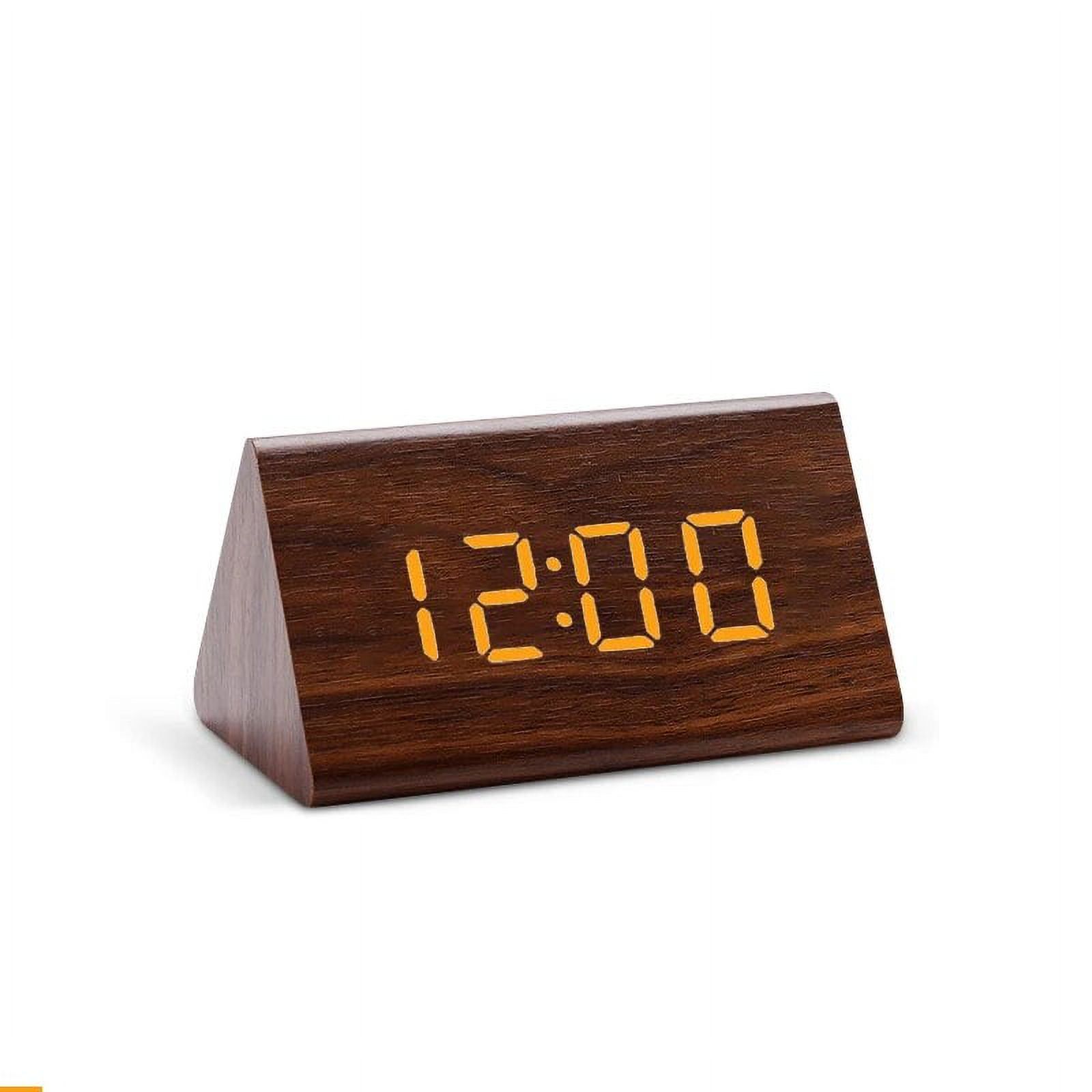 Digital Clock LED Wooden Alarm Clock Table Sound Control Electronic ...