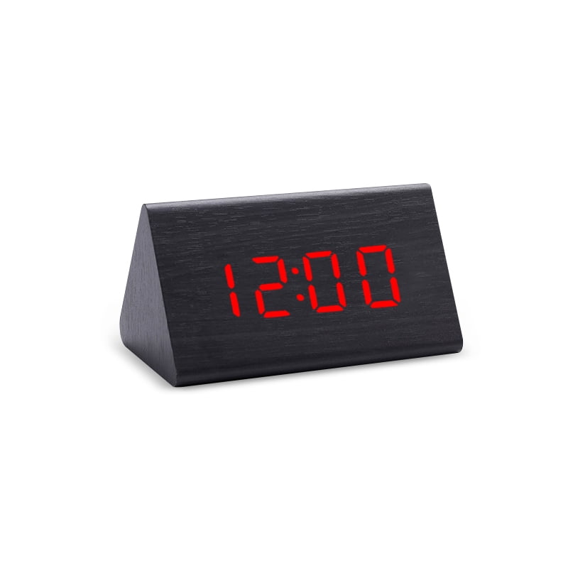 Digital Clock LED Wooden Alarm Clock Table Sound Control Electronic ...