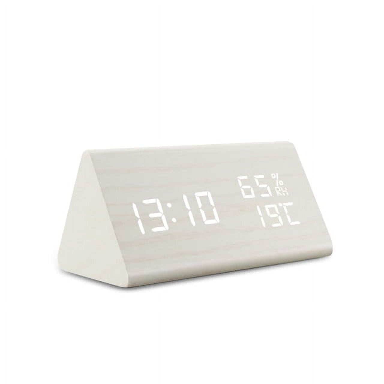 Digital Clock LED Wooden Alarm Clock Table Sound Control Electronic ...