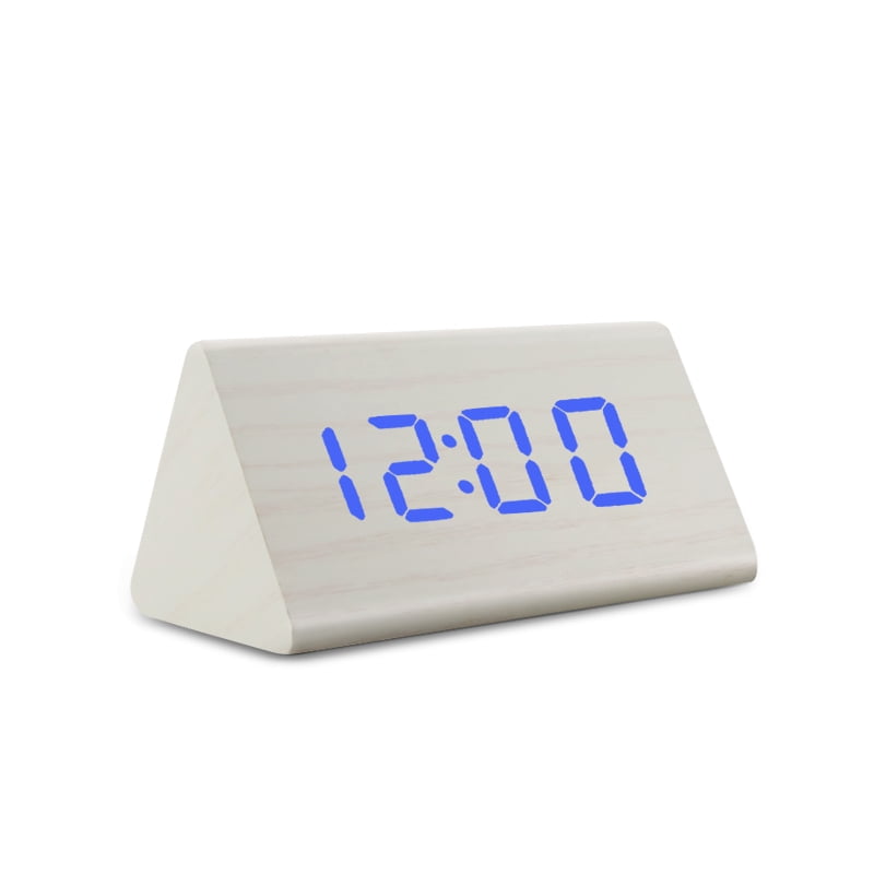 Digital Clock LED Wooden Alarm Clock Table Sound Control Electronic ...
