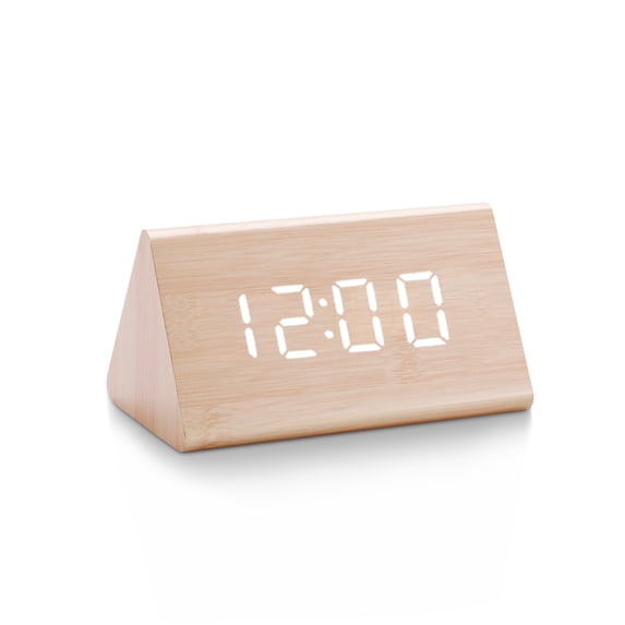 Digital Clock LED Wooden Alarm Clock Table Sound Control Electronic ...