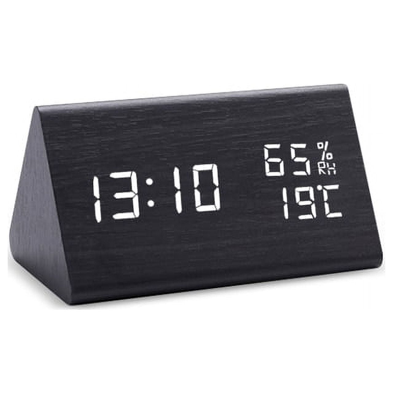 Digital Clock LED Wooden Alarm Clock Table Sound Control Electronic ...