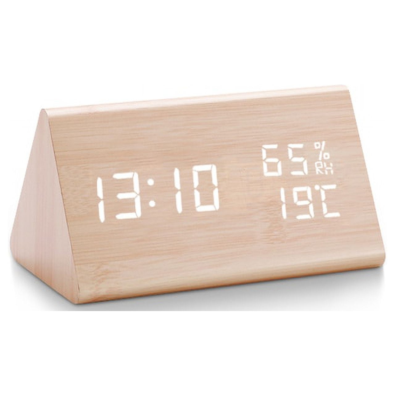 Digital Clock LED Wooden Alarm Clock Table Sound Control Electronic ...